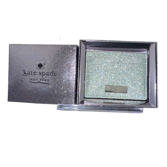 kate spade | Accessories | Kate Spade Glittery Seawater Card Holder Nwt ...